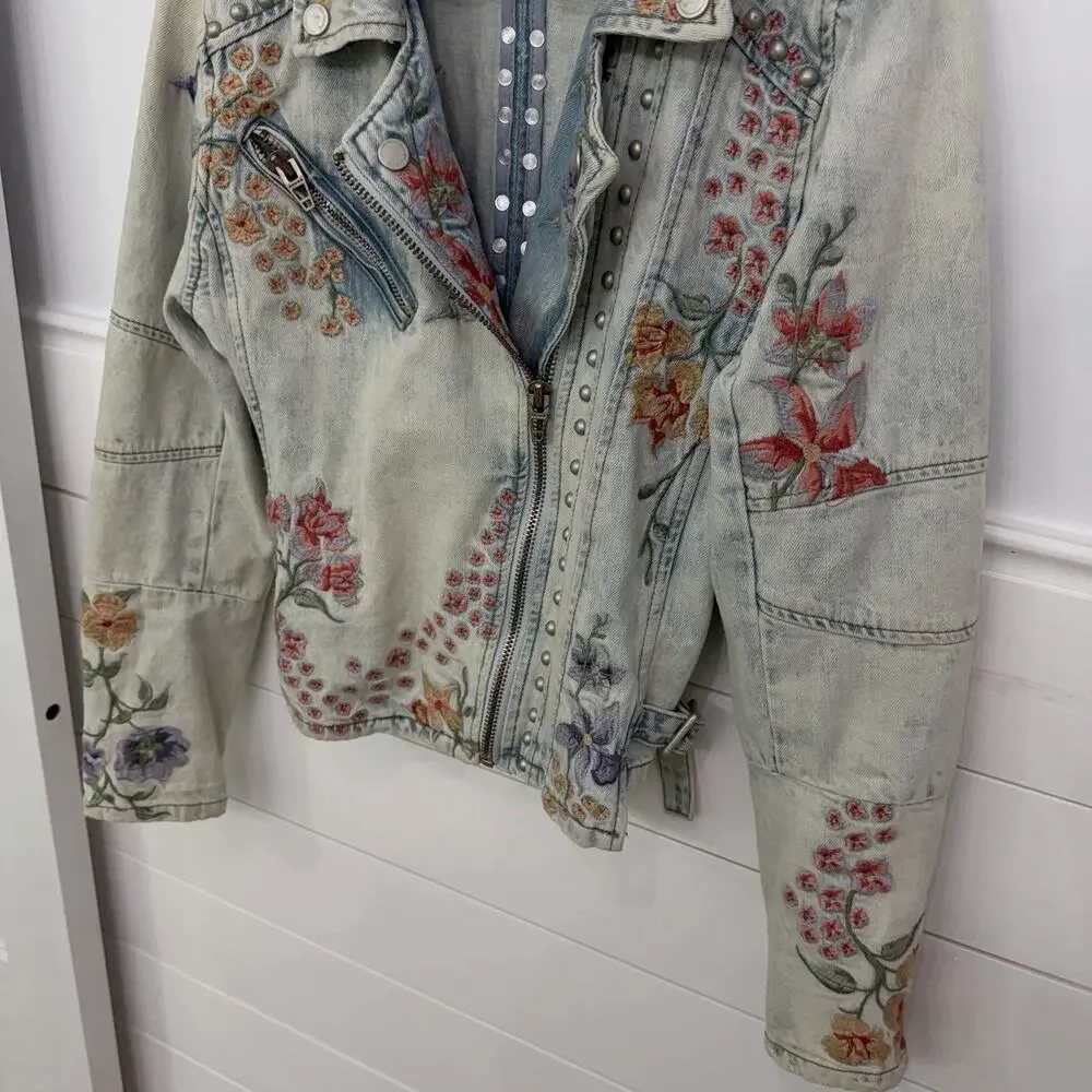 Blank NYC | Jackets & Coats | Womens Blank Nyc Denim Floral Embroidered ...